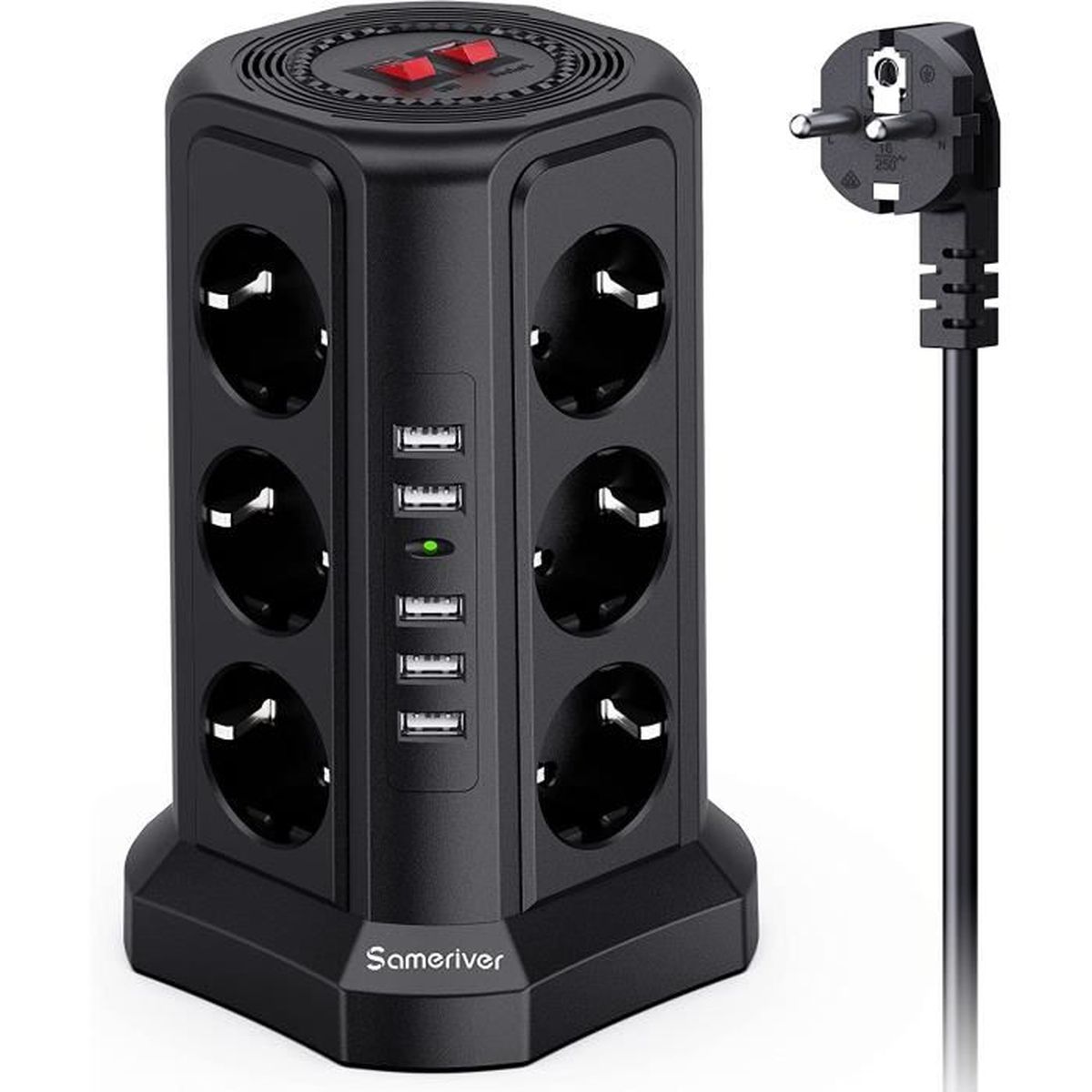 Tour Multiprise, Multi Prises Électriques à 12 Prises et 5 Ports USB ...