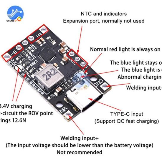 Carte de charge de batterie au lithium haute puissance, 3S BMS Boost ...