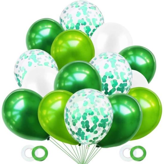 Ballon Vert Et Blanc 60 Pièces Ballon Vert Foncé, Ballons Confettis ...