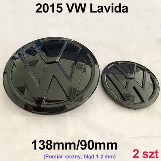 2x Insigne logo emblème avant 138mm -arrière 90mm Noir brillant ...