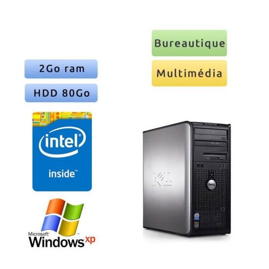 Ordinateur bureautique Windows XP - 2Go 80Go - Port Serie - Dell ...