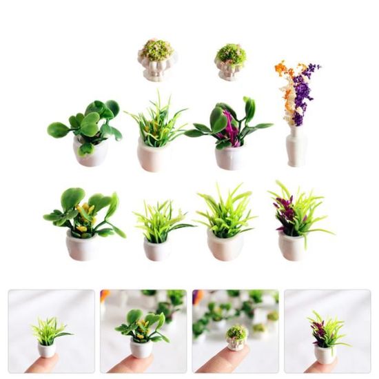 10 PCS Miniature Potched Plante Mini House Decor Mini Plantes Doll ...