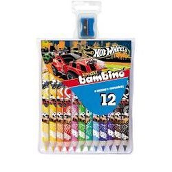 Crayons de couleur HOT WHEELS - MATTEL - 12 crayons épais - Taille ...