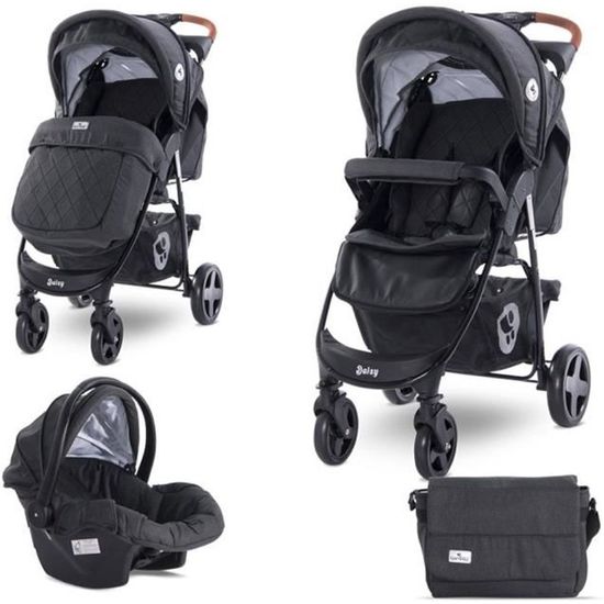 LORELLI Daisy - Poussette combinée 2en1 avec siège auto - Jusqu'à 15kg - Pliable - Noir claire ...