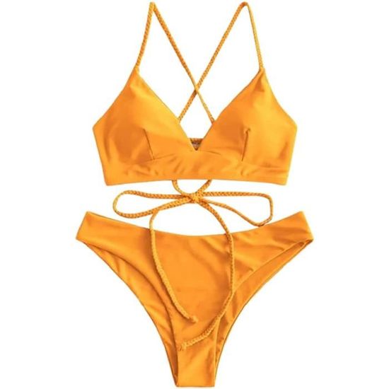 Femme Bikini Bresilien De Bain 2 Pièces Sexy Push Up Elégant Tankini