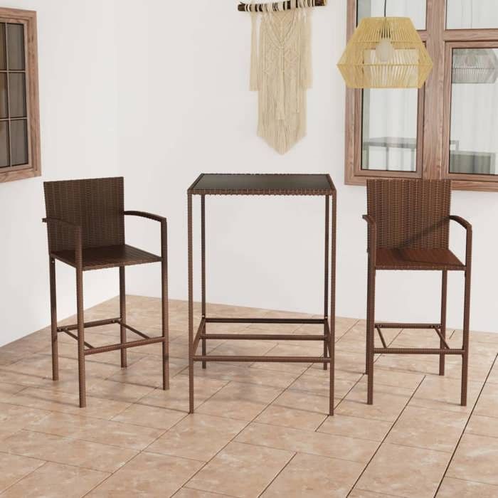 UU Ensemble de bar de jardin Extérieur 3 pcs - Mobilier de Jardin ...