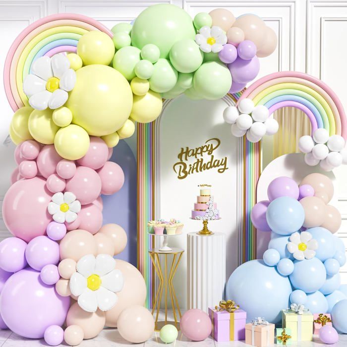 Kit Arche Ballon Pastel, 123 Pcs Guirlande Ballons Arc-En-Ciel Avec ...