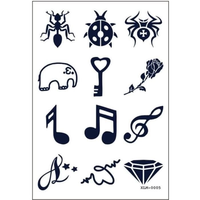 5 Pc Micro Tatouage Ephemere Notes De Musique Tatouage Ephemere Roses ...