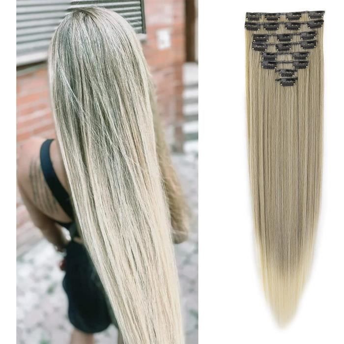 Extension A Clip Cheveux Naturel Lisse Extensions Cheveux Synthétique ...