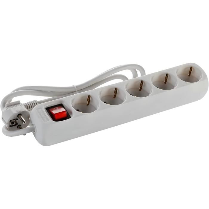 Base Multiple 3 enchufes Con interruptor 5m Cable, Blanc.[G3082 ...