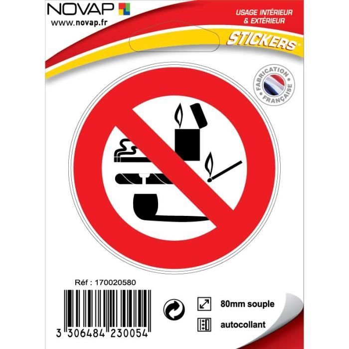 Panneau Interdiction formelle de fumer - Vinyle adhésif Ø80mm - 4230054 ...