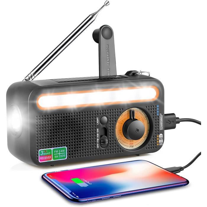 LIWI-Radio Solaire à Manivelle Portable Radio Dynamo Rechargeable avec ...