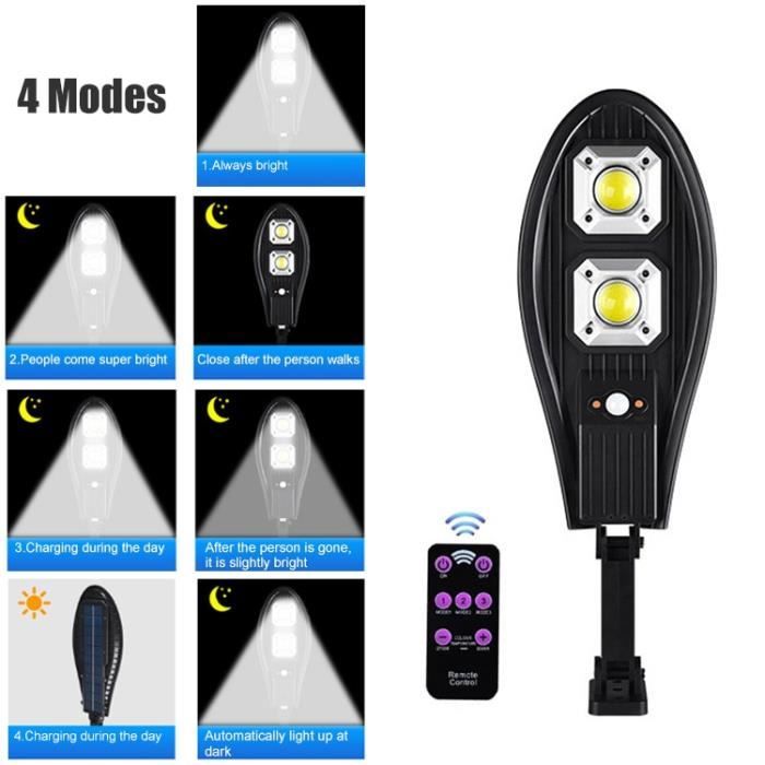 Lampadaire extérieur,Lampe solaire LED avec détecteur de mouvement PIR, imperméable conforme à ...