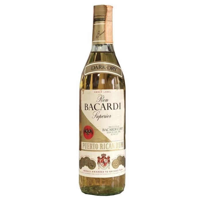 BACARDI RON BACARDI SUPERIOR DARK DRY AMBER LABEL SAN JUAN. P.R. 75 CL ...