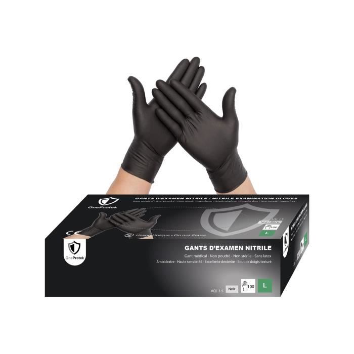 Gants Jetables Noir En Nitrile - Lot De 2X Boîtes De 100 Gants Nitrile ...