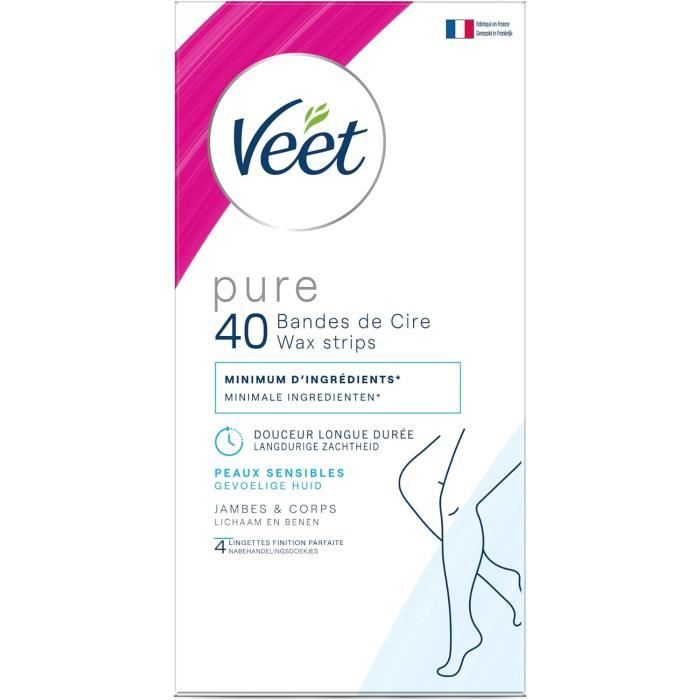 Pure - 40 Bandes De Cire Froide Corps Et Jambes - Peaux Sensibles ...
