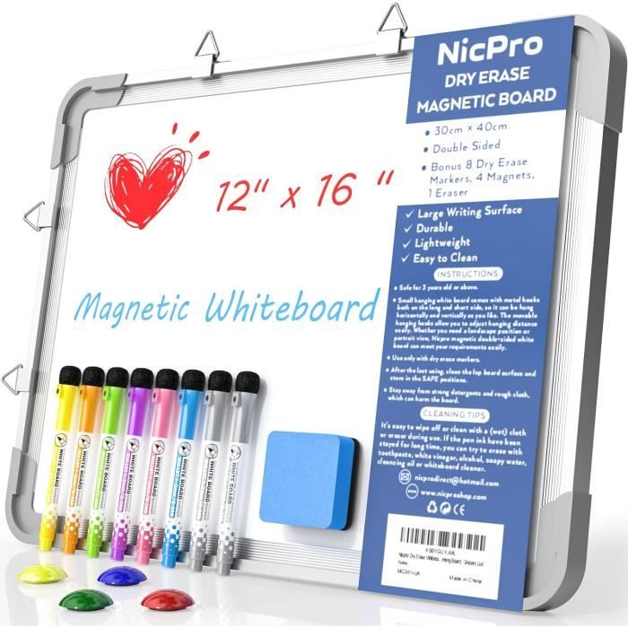 Tableau Blanc Effacable A3, Tableau Blanc Magnétique À Double Face Avec ...