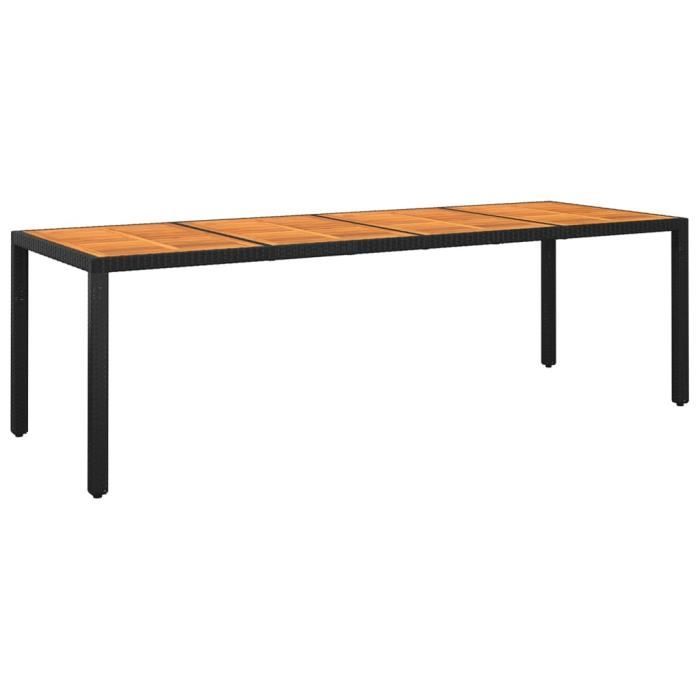 ETO- Table de jardin 250x100x75 cm Acacia et résine tressée Noir ...