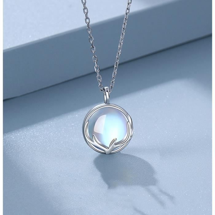 Chaine De Cou Vendue Seule VWP8R Colliers pendentif en pierre de lune en argent pour femmes ...