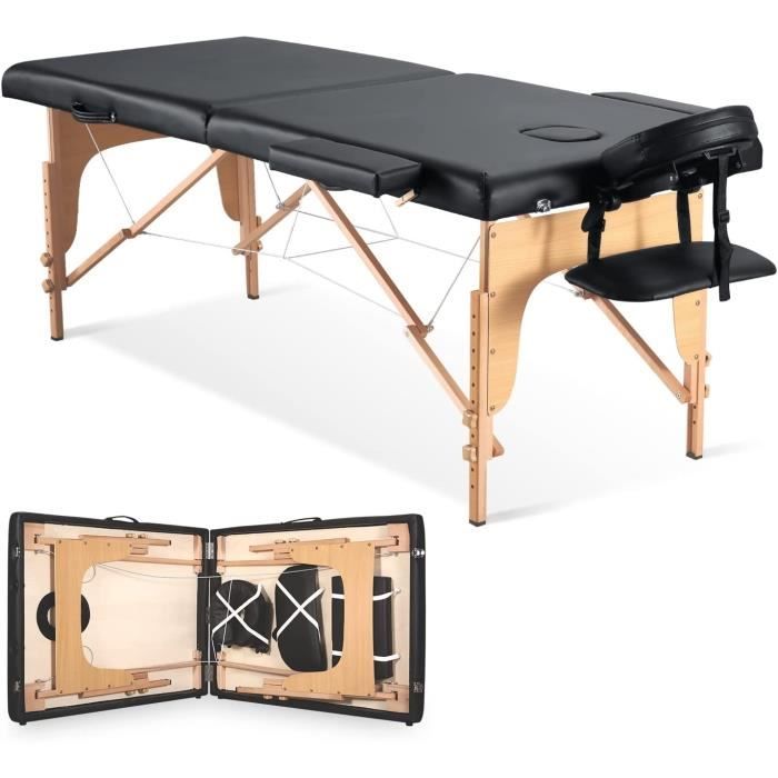 Table de massage mobile - portable table de massage 2 zones a bois, noir - Cdiscount Santé ...