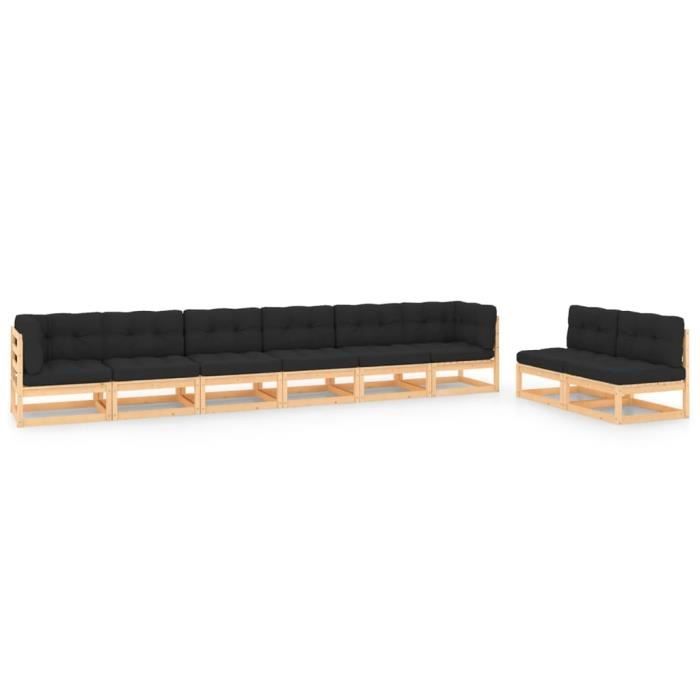 ZHI Salon de jardin 8 pcs avec coussins Bois de pin massif ... ZHI Salon de jardin 8 pcs avec coussins Bois de pin massif ...