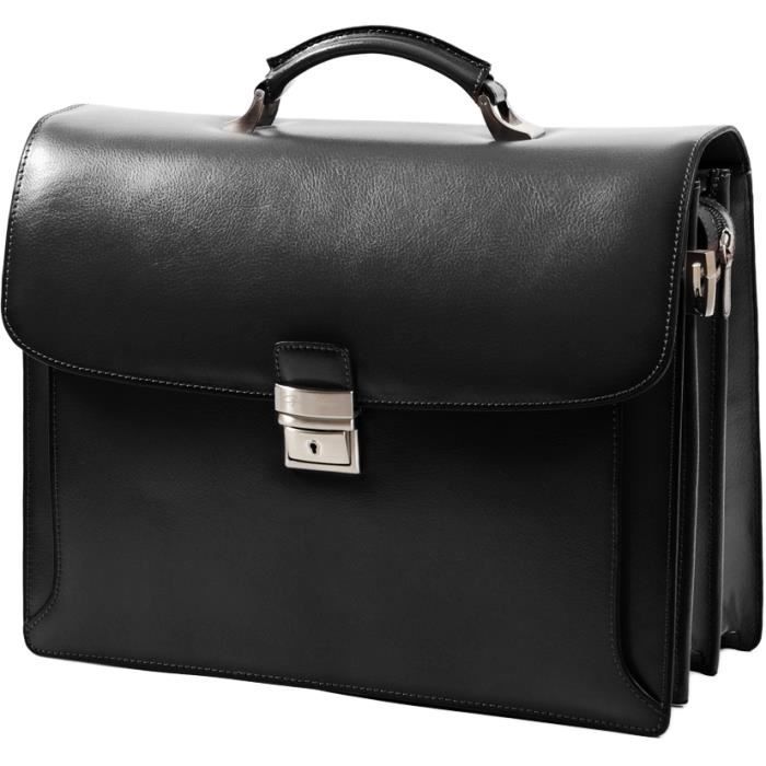 Cartable Homme Gérard Henon Atout GH 2028 en Refente de Cuir Noir - 3 ...