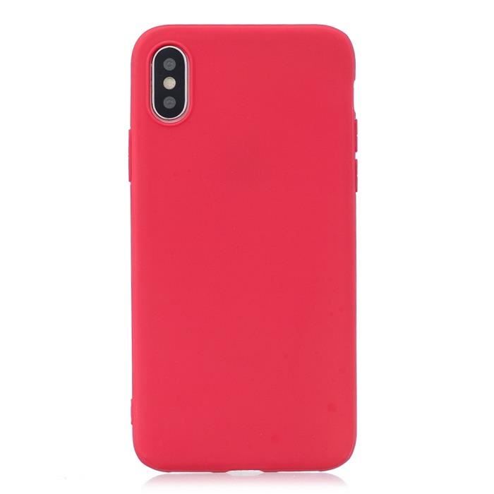 Coque iPhone XS-X,Rouge Couleur unie Souple Anti Rayure Silicone Coque ...