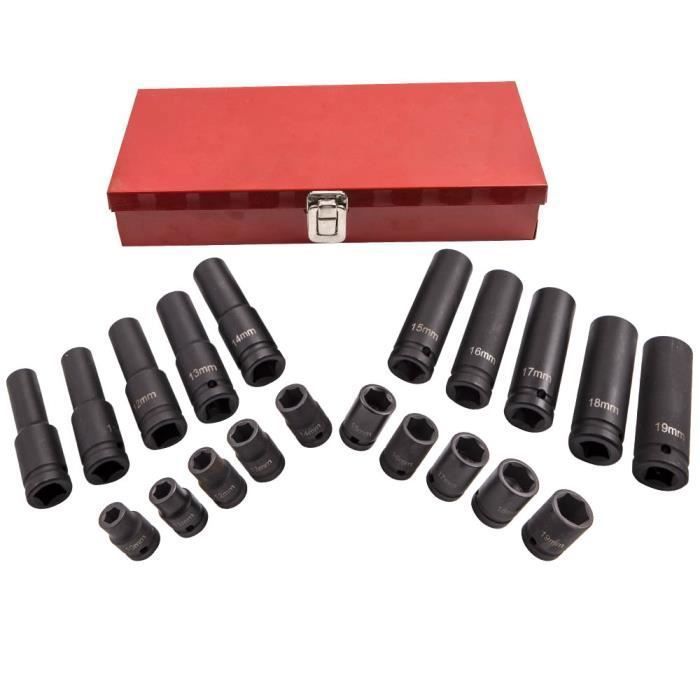20pcs Jeu de douilles de clé à chocs 1-2 "10-19mm impact douilles kits Neuf - Cdiscount Auto