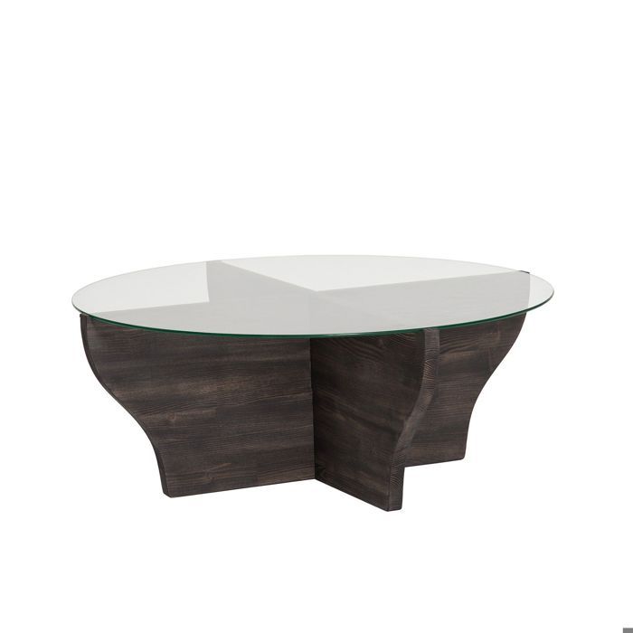 Table basse - MENZZO - Rozine - Bois massif - Verre transparent ...