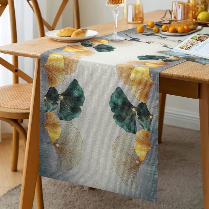 Chemin De Table En Lin Farmhouse Rustique Vintage Bleu Turquoise Et Or ...