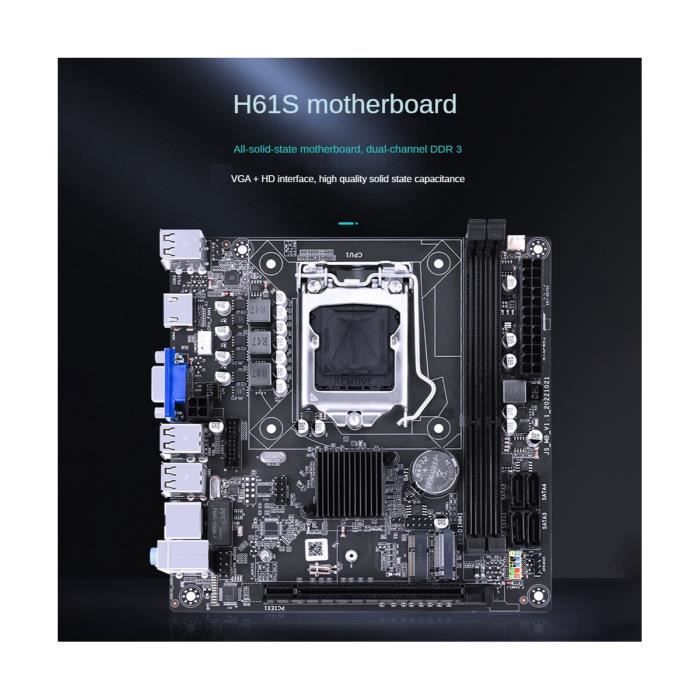 Carte MèRe H61S(H61) LGA1155 DDR3 ITX+CPU I3 2120+2X4G DDR3 1600Mhz RAM+Graisse Thermique+Câble ...