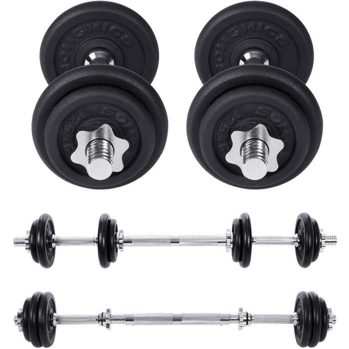Kit haltères musculation Poids ajustable de 8 disques avec Barre d ...