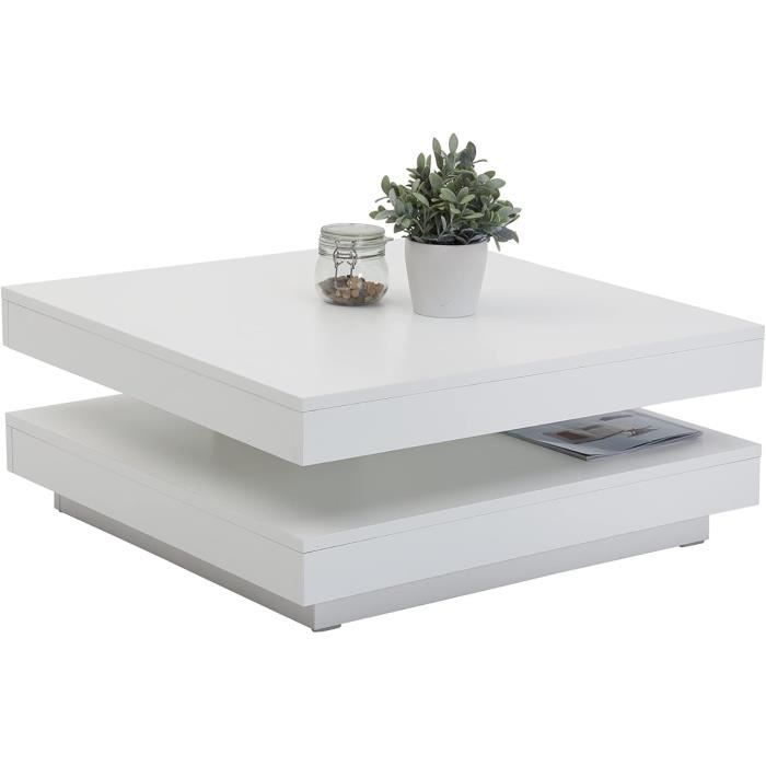 Ben Table Basse, Chêne, Blanc, 78 x 78 x 34 cm57 - Cdiscount Maison