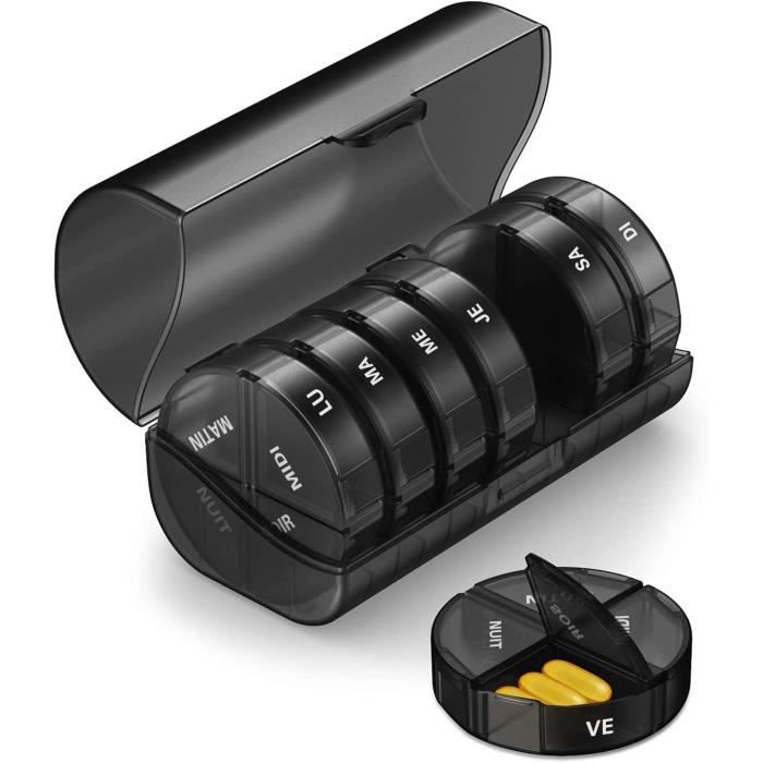 SUKUOS Pilulier Semainier, Pilulier Rond 7 Jours Pillbox Pilulier ...