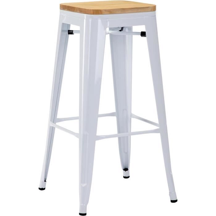 Tabouret De Bar En Métal, 76Cm Tabouret Haut Empilable Tabouret De ...