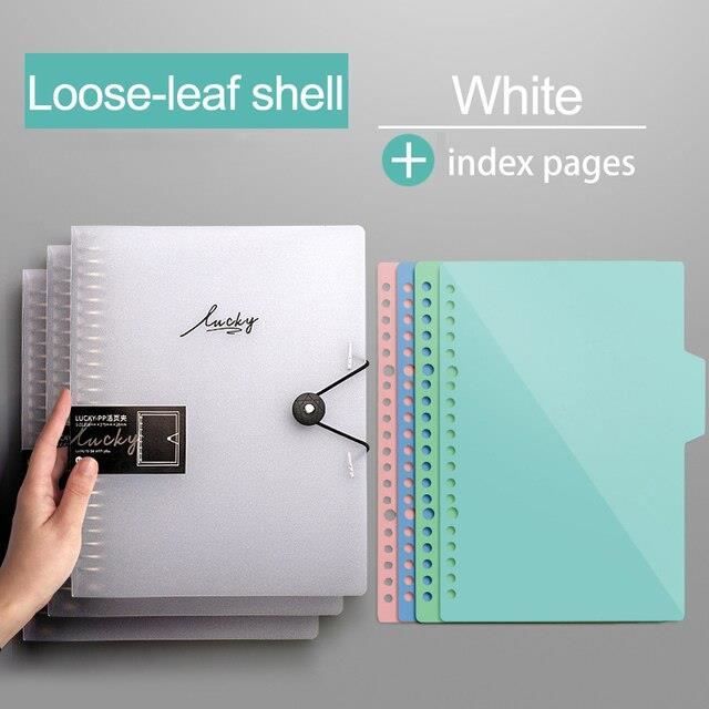 CAHIER,White shell-A5--classeur à feuilles mobiles transparentes ...