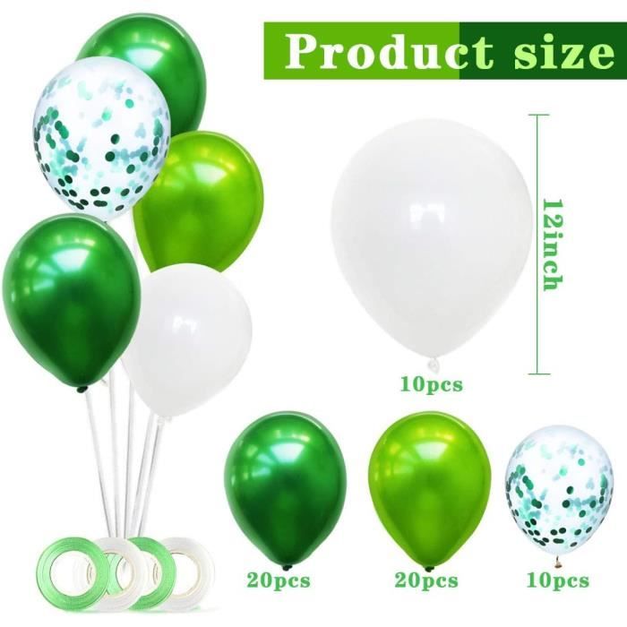 Ballon Vert Et Blanc 60 Pièces Ballon Vert Foncé, Ballons Confettis ...