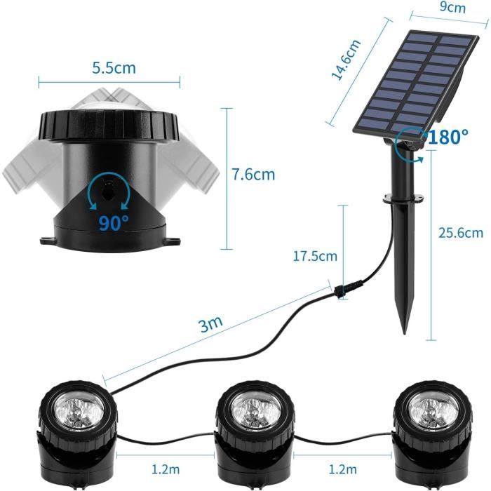 Lampes Solaires De Bassin Projecteurs Led Submersibles Rgb Lampe Solaire Sous-Marines Éclairage ...