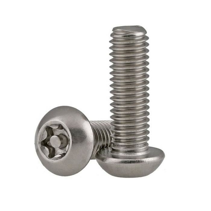 M8(2pcs)-20mm -Tête ronde Torx avec goupille, vis de sécurité antivol ...