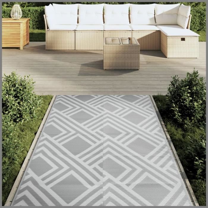 DXBK Tapis d'extérieur Gris 120x180 cm PP 368562 - Cdiscount Maison