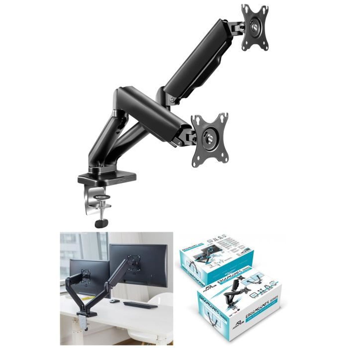 SUPPORT DOUBLE ECRAN PC Standards incurvés Support de Moniteur de ...