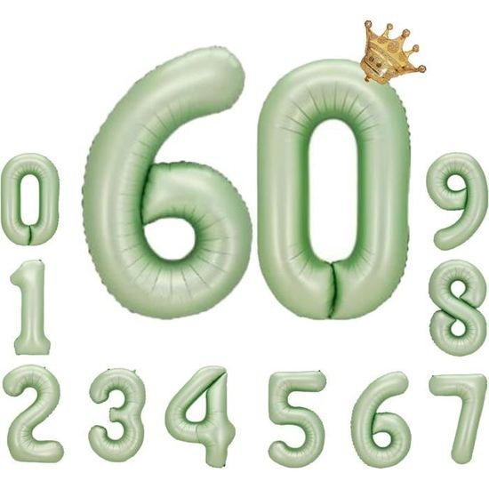 Ballon Chiffre 60 Helium Ballon Anniversaire Macaron Vert Chiffres 60 ...