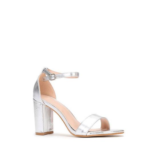 Sandales à talon carré et arrondi - LA MODEUSE - Gris - Femme Gris ...