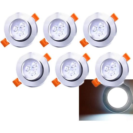 Lot De 6 Spots Led Encastrables - 230 V-12 V 3 W - Blanc Froid 245 Lm[H1804] - Cdiscount Maison