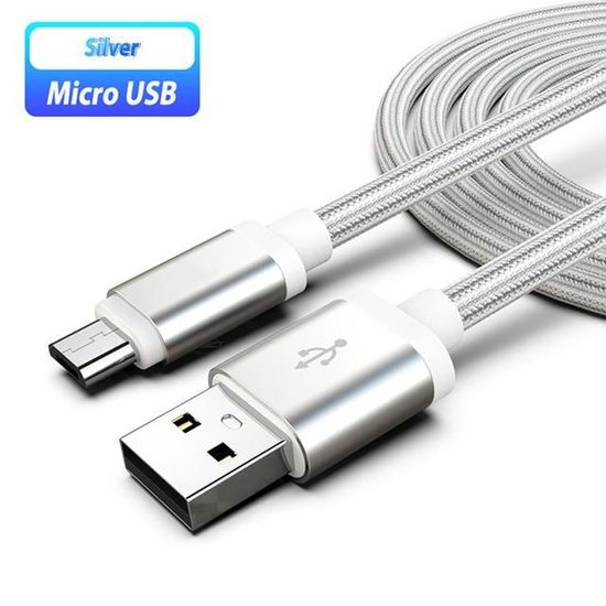 Cable téléphone multiples,Silver-2m--Câble Micro USB pour recharge ...