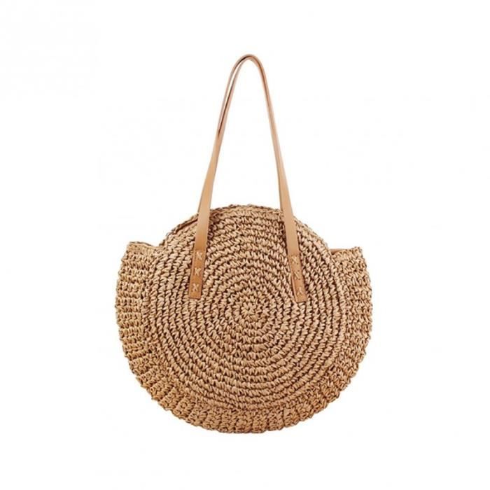 Sac à main - ANAWAKIA - Sac de Paille Rond - Grande Capacité ...