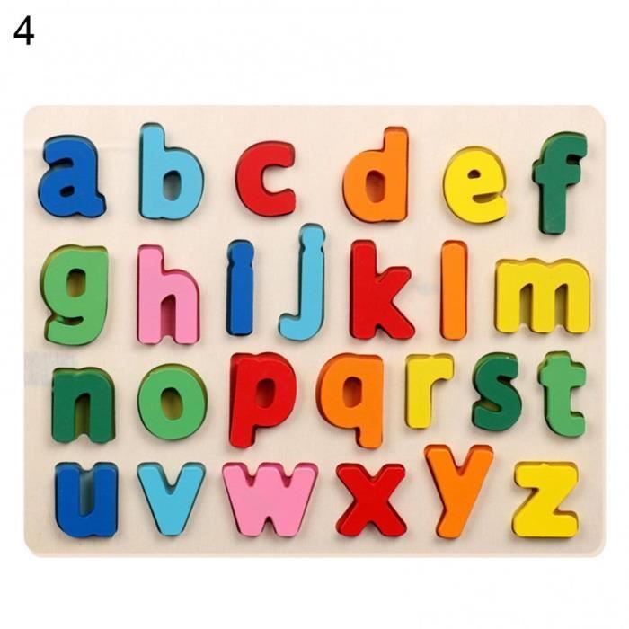 Lettre minuscule-Puzzles en bois pour enfants, alphabet ABC, chiffres ...