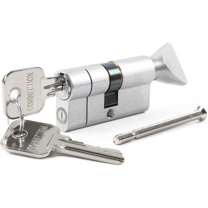 Cylindre de serrure à levier Euro en chrome satiné 30-30T 60 mm avec 3 ...