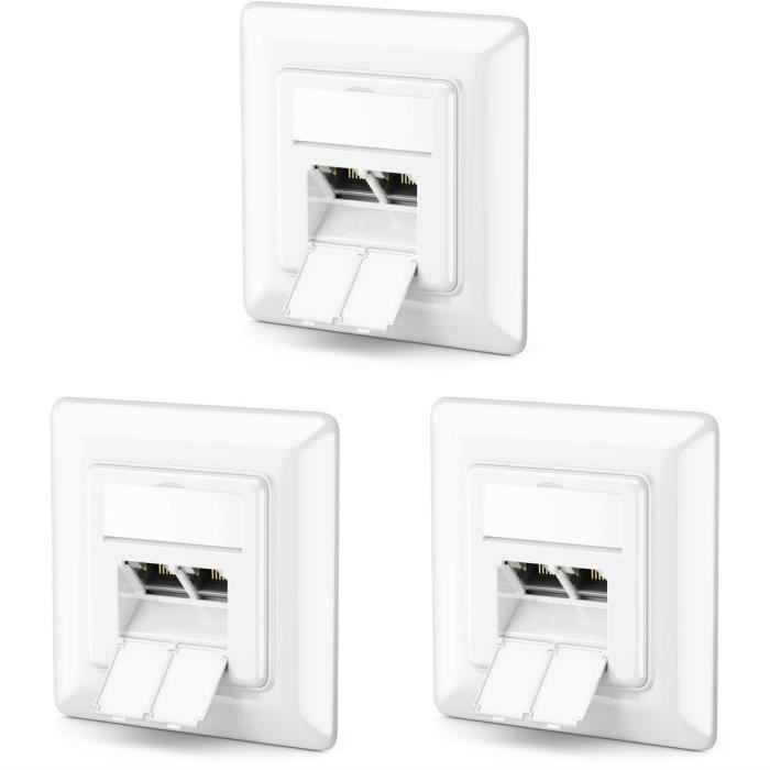 3X Boîtier De Réseau 2X Prise Rj45 Blindé Encastré Ethernet 10 Gbit ...