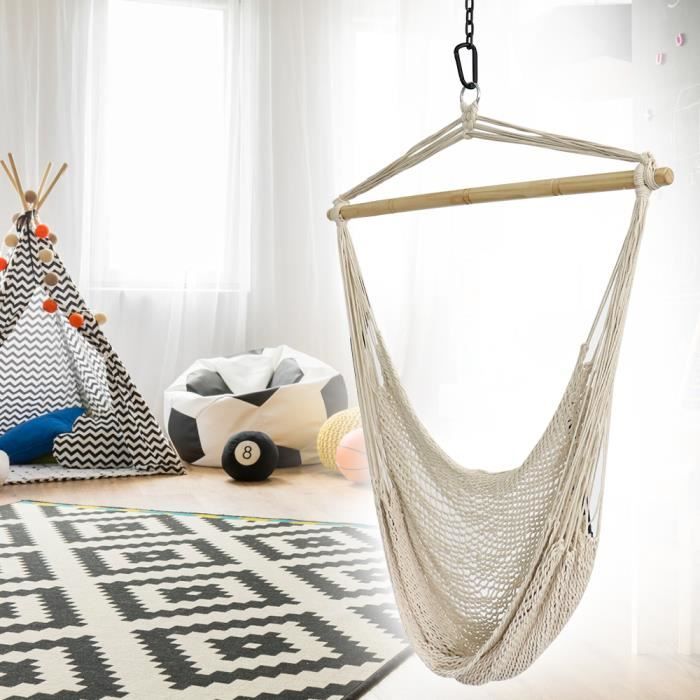 FAN Chaise balançoire hamac 150kg intérieur et extérieur avec corde en ...